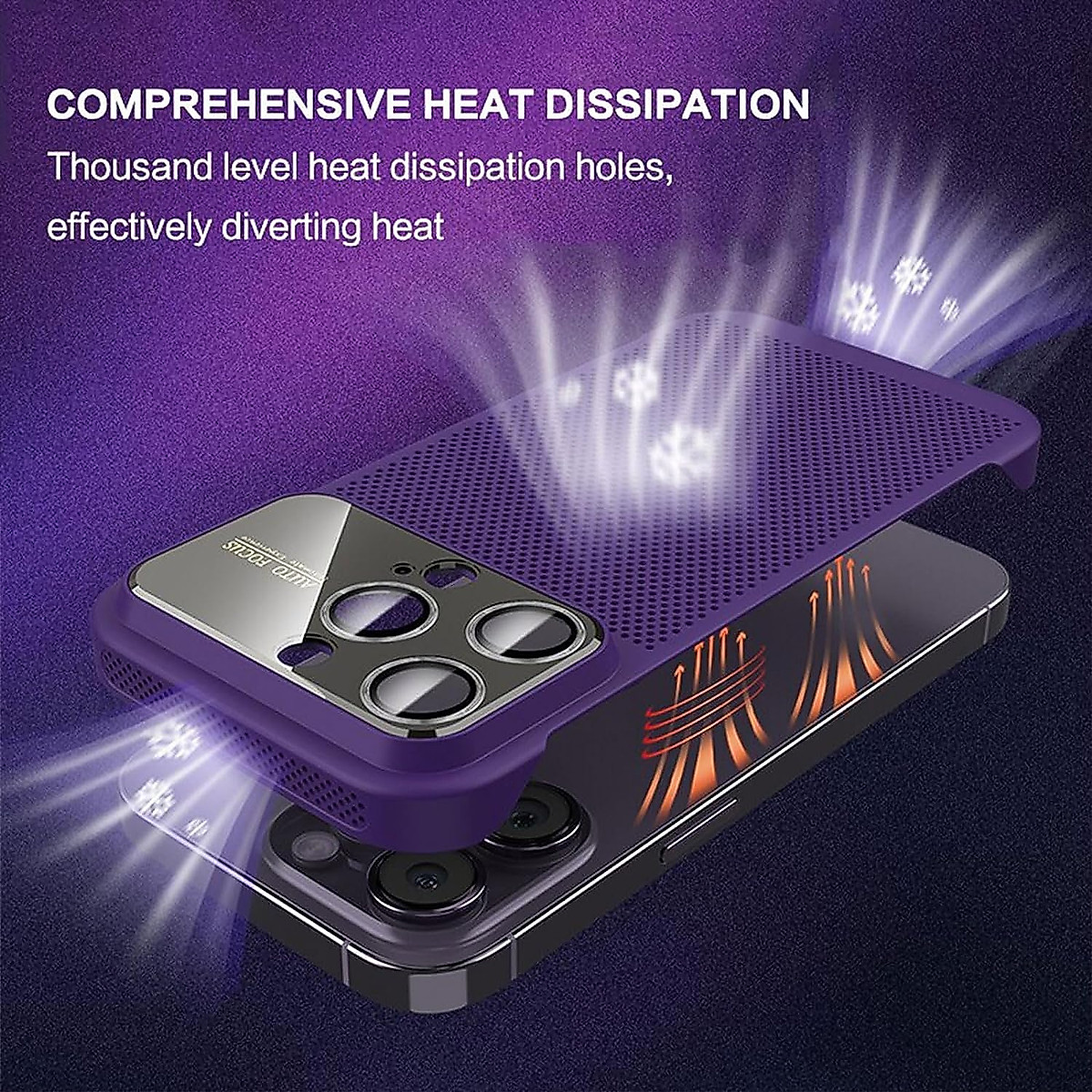 SARAYO Electroplating Heat Dissipation Phone Case for iPhone 14 13 12 Plus Pro Max,New Heat Dissipation Plating Fine Hole Protector Phone Case,Large Window Frameless Mobile Cover (12 pro max, Black)