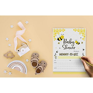 Your Main Event Prints Mom To Bee Baby Shower Invitations, Neutral Yellow Bee Baby Shower Invites with Diaper Raffles Cards, Sprinkle, 20 Invites Including Envelopes