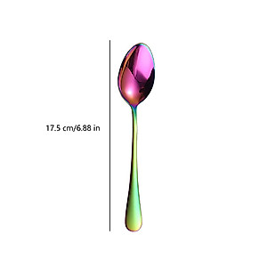 Stainless Steel Spoon, Soup Spoon,Mirror Finish Spoons,Kitchen Serving Spoons,Coffee spoon，Dessert Spoon, Ice Cream Spoons for Soup Rice Tea Milk Coffee Dessert (5 PCS,bright color)