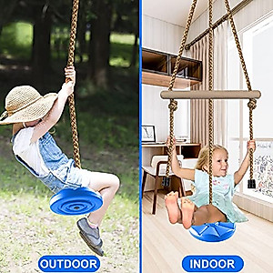 Disc Swing for Kids, Swing Set Accessories, KINSPORY 7FT Height Adjustable Gym Monkey Bars, Tree Swing for Backyard, Outdoor Play Equipment - Blue