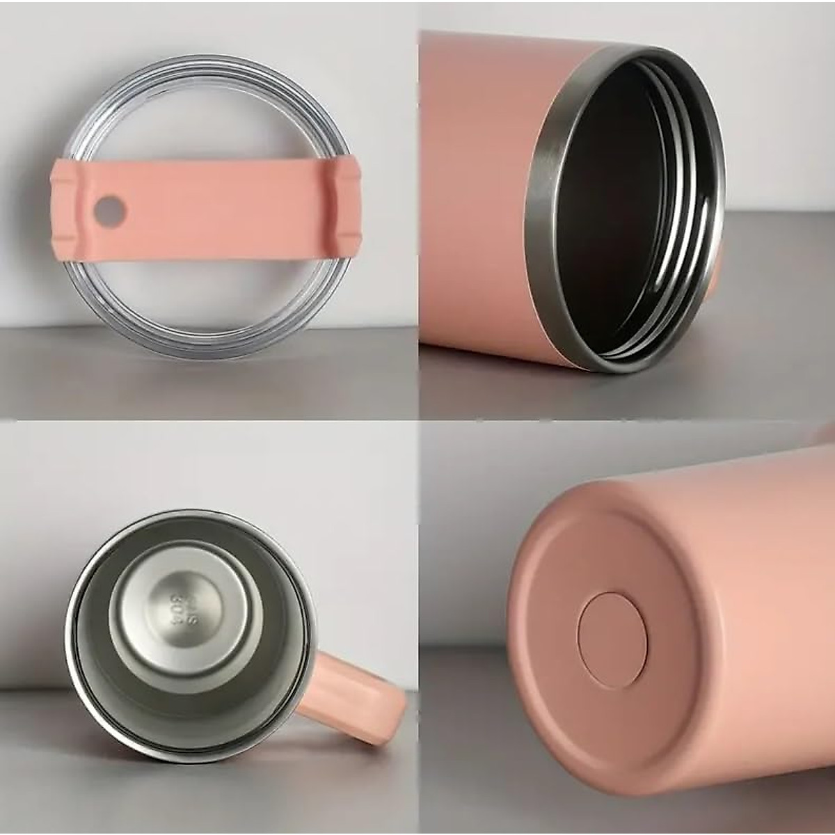 40 Oz Muggs Tumbler with Lid Handle Straw, 304 Stainless Steel Double-layer Vacuum Auto Cup Outdoor large Capacity Travel Mug Thermos Travel Coffee Mug for Home, Office (White)