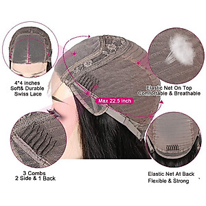 IUPin Body Wave Lace Front Wigs Human Hair Pre Plucked Bleached Knots with Baby Hair Glueless 4×4 Brazilian Virgin Lace Closure Human Hair Wigs for Black Women Natural Color 150 Density