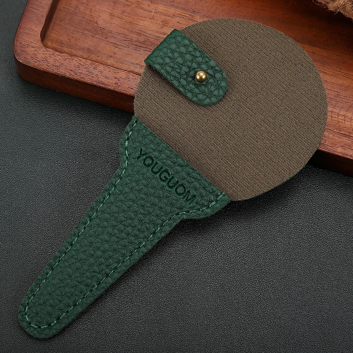 YOUGUOM Embroidery Scissors Sheath Protector Craft Scissors Storage Cover Leather Case, 2Pieces Green