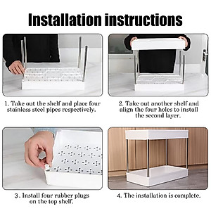 Under Sink Organizers and Storage, 2 Tier Under Sink Organizer Rack Under Sink Storage for Kitchen Bathroom Countertop And Cabinet-1 Pack(White)