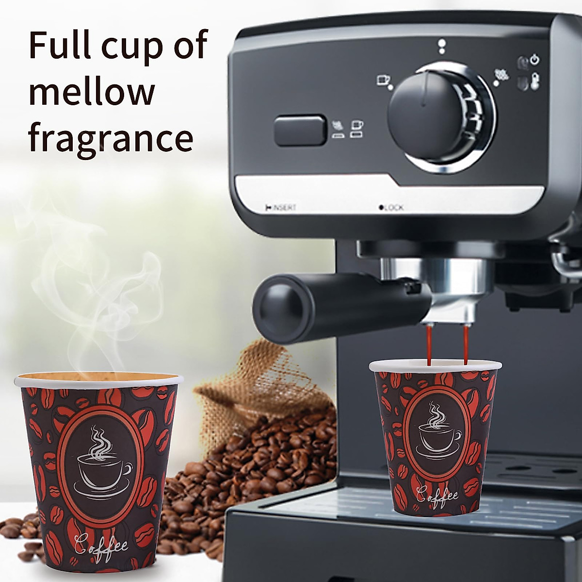 Tsyware 100 Pack Quality Disposable Paper Hot Coffee Cups, Perfect For Hot Drinks Tea & Coffee, Coffee Shops And Bars (10 oz)