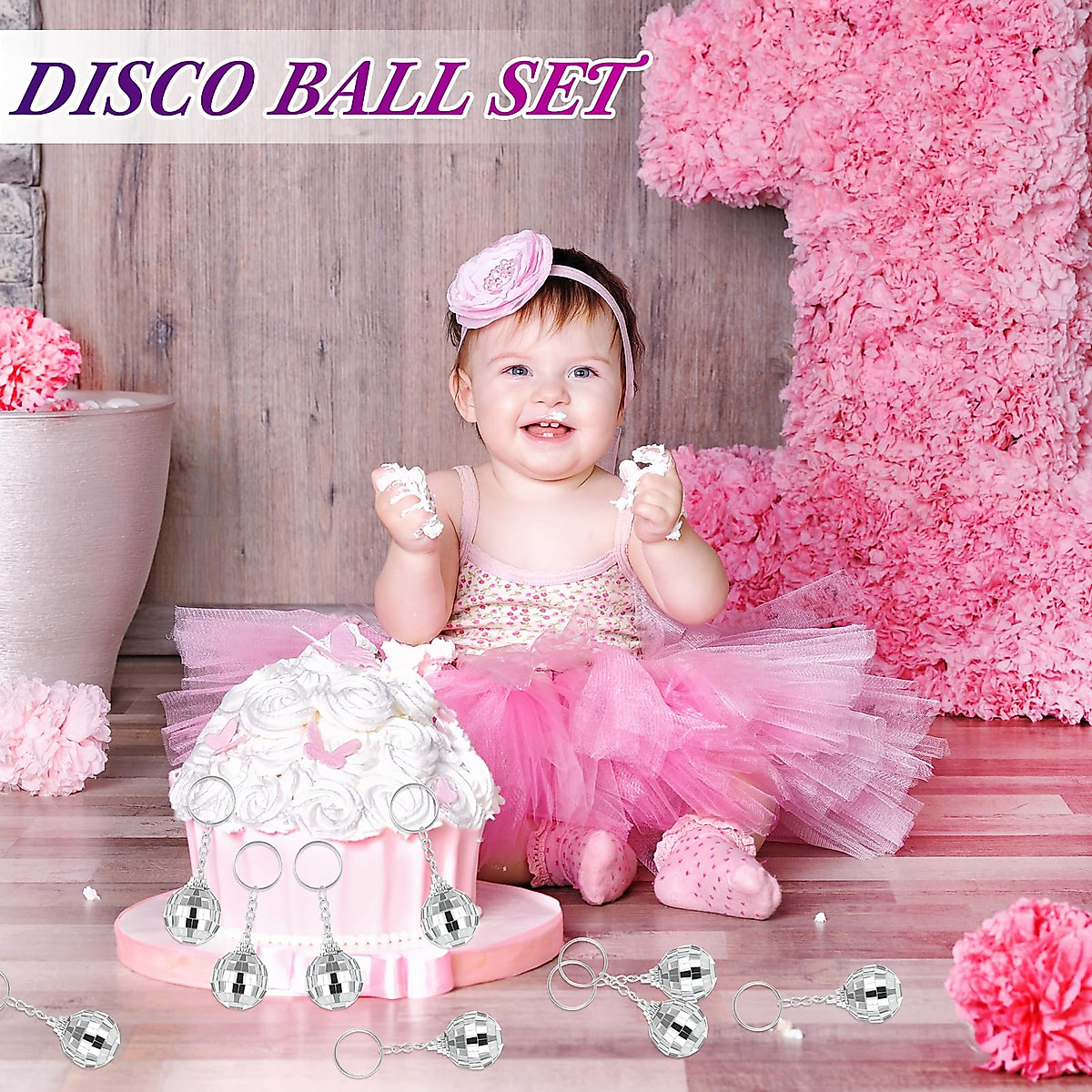 Sasylvia 50 Pcs Mirror Disco Ball Keychain Mini 70s Disco Keychain Bulk Disco Party Favors Small Silver Disco Ball Decorations for 1970s Party Graduation Supplies Birthday Accessories