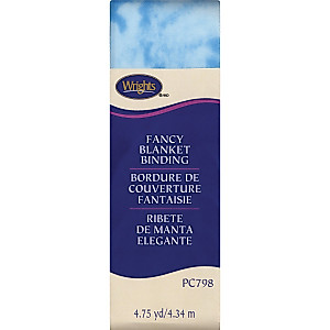 Wrights Products 117-798-2307 Single Fold Satin Fancy Blanket Binding, 2 by 4-3/4-Yard, Tie-Dye Blue