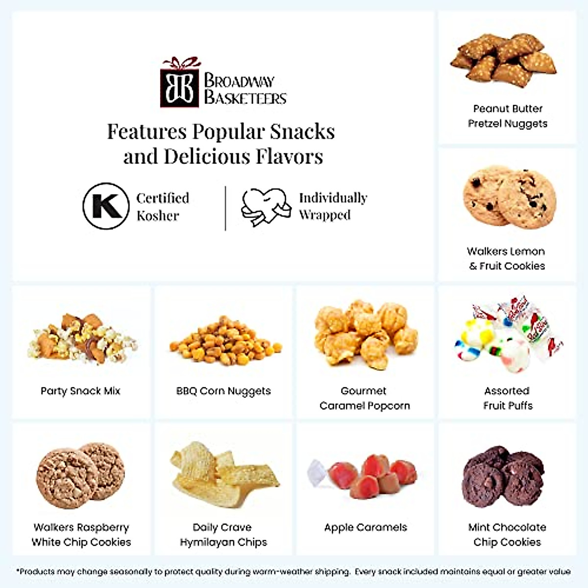 Broadway Basketeers Gourmet Food Gift Basket Tower Snack Gifts for Women, Men, Families, College – Delivery for Holidays, Appreciation, Thank You, Congratulations, Corporate, Get Well Soon Care Package