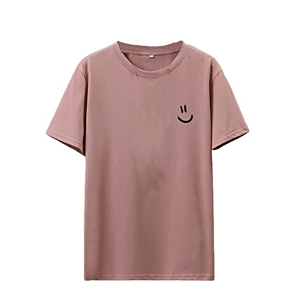 Cozyease Men's Slogan Letter Graphic Print Tee Tops Casual Round Neck Short Sleeve Summer T Shirts Dusty Pink S