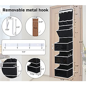 VICTORICH Super Convenient Sturdy Door Over Hanging Organizer, Behind The Door Storage Organizer with Door Hook and Large Clear Windows, Hanging Wall File Organizer (1 Pack A-Black)