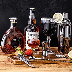 Oyydecor 18 Piece Cocktail Shaker Set with Rotating Stand, Gifts for Men Dad Grandpa, Stainless Steel Bartender Kit Bar Tools Set, Home, Bars, Parties and Traveling (Gun-Metal Black)