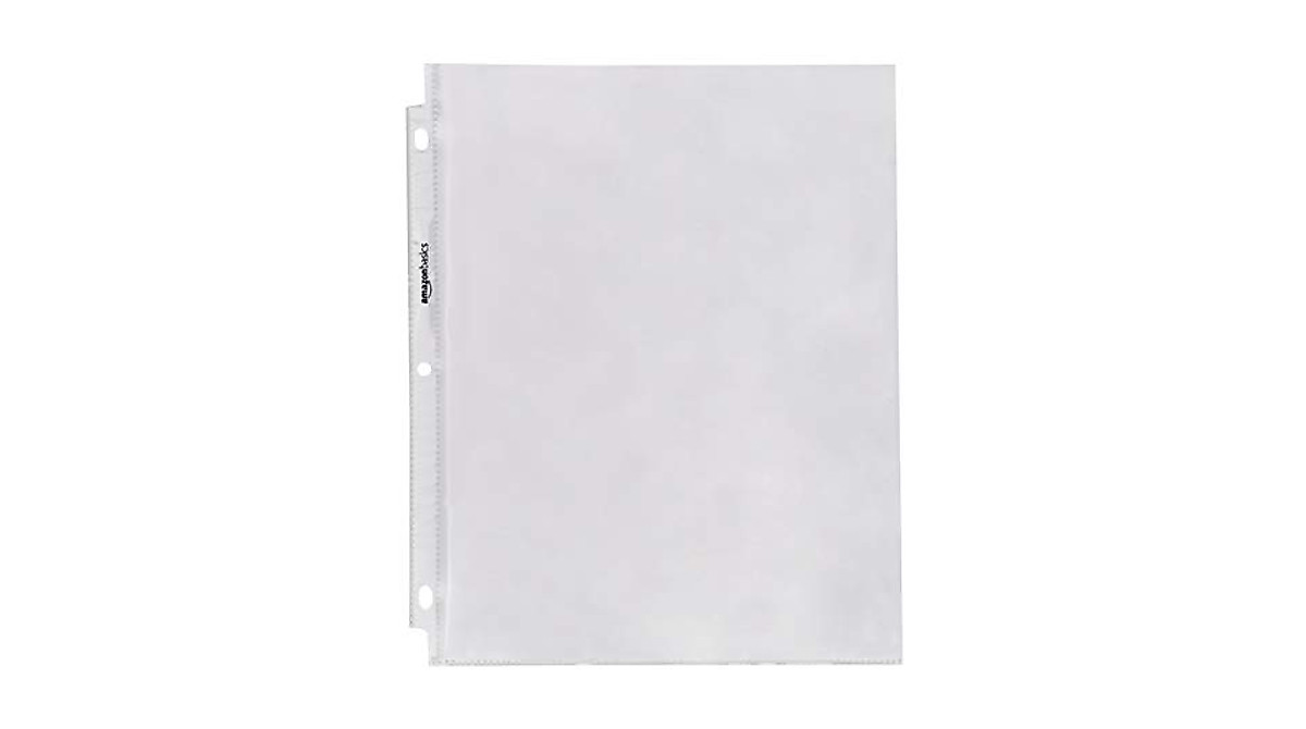 Amazon Basics Clear Sheet Protectors 3 Ring Binder 100-Pack
