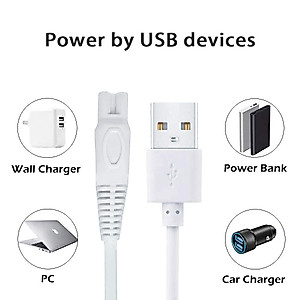 Shaver Charger Compatible with Finishing Touch Flawless Legs Shaver Hair Remove Ladies Shaver USB Cable Replacement 5V Power Cord Women Electric Shaver Adapter