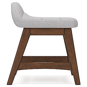 Signature Design by Ashley Lyncott Casual Upholstered Armless Home Office Desk Chair with Backless Design, Light Gray & Light Brown