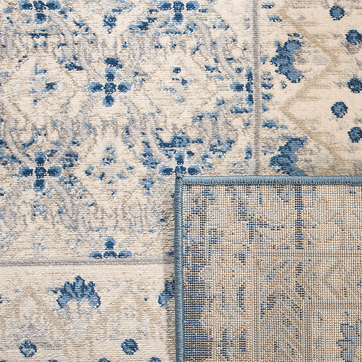 SAFAVIEH Brentwood Collection Area Rug - 9' x 12', Light Grey & Blue, Traditional Oriental Distressed Design, Non-Shedding & Easy Care, Ideal for High Traffic Areas in Living Room, Bedroom (BNT899G)