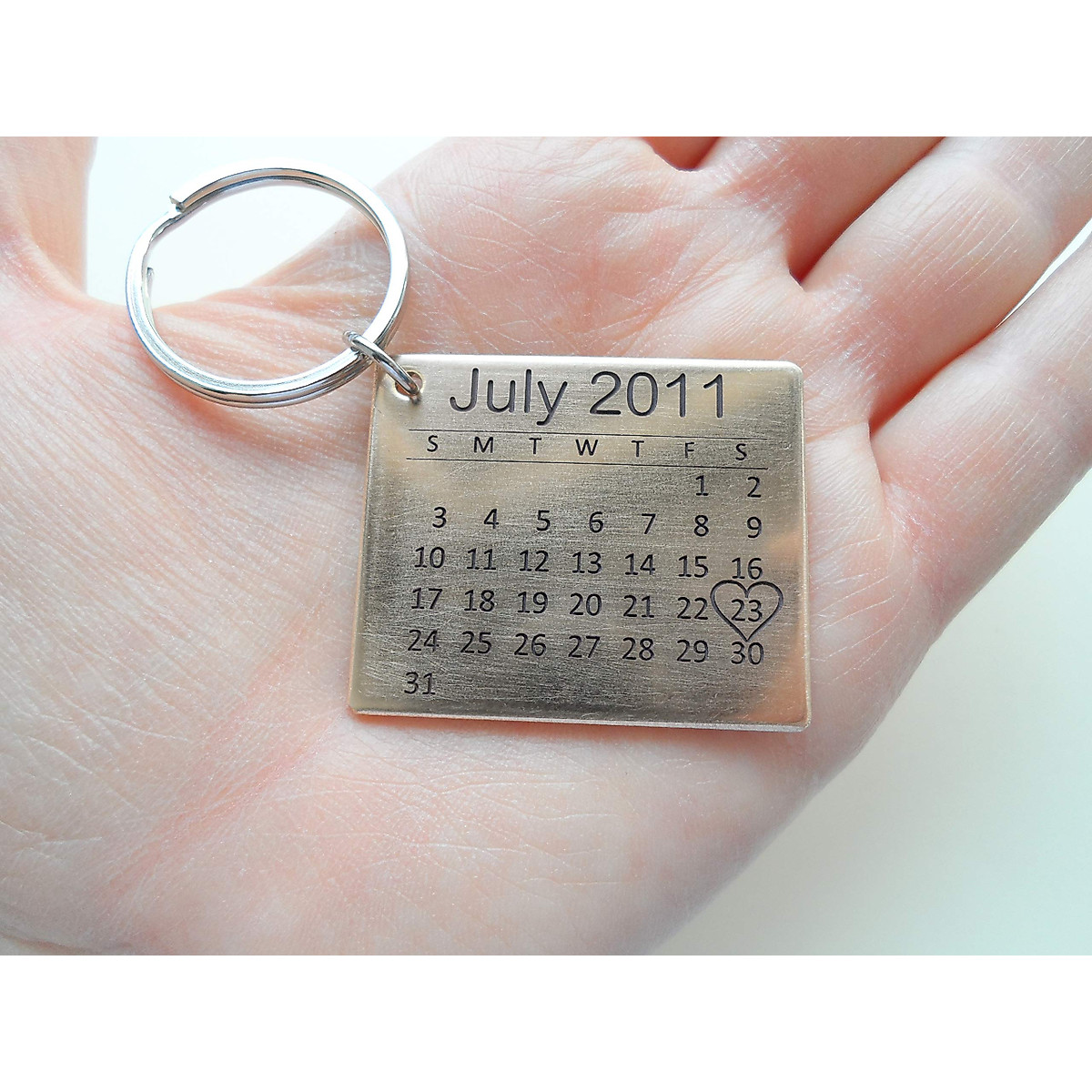 Custom Personalized Bronze Anniversary Calendar Keychain, Anniversary Gift, Husband Wife Key Chain, Boyfriend Girlfriend Gift, Customized Couples Keychain