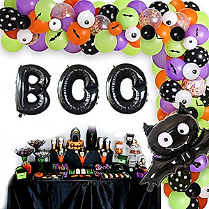 Halloween Balloon Garland Arch Kit for happy BOO Day Parties BOO Bat Foil Balloons 3D Bat Wall Stickers Black Purple Green Orange Halloween Party Decorations Supplies