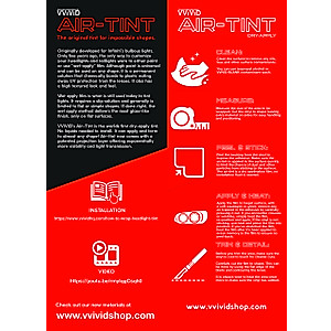 VViViD Air-Tint Dark Black 20% Blackout Anti-UV Headlight Tinting 16 Inches x 48 inches Feet Extra Large Full Car Vinyl Wrap Roll