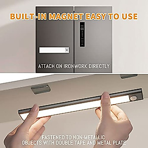 UYICOO Under Cabinet Lights, Wireless Motion Sensor Closet Light, 1500 mAh USB Rechargeable Kitchen Cupboard Night Light, 30-LED 20cm/7.8inch Magnetic Battery Powered Operated Cupboard Light