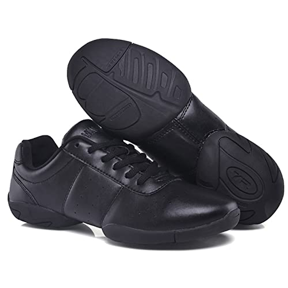 WUIWUIYU Boys Girls Women's Lace Up Aerobics Gymnastics School Cheerleading Dance Sport Shoes Training Sneakers Black Size 13.5