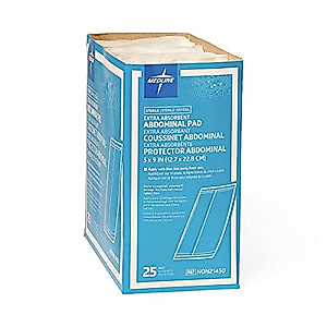 Medline Medline Sterile Abdominal Pad, NON21450H, 5 inch x 9 inch, 2 Packs of 25 Count