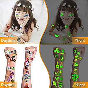 300PCS Halloween Glow Tattoo Stickers,Temporary Waterproof Tattoo Stickers Halloween Party Favors Decoration,Goodie Bag Fillers and "Trick or Treat" Gifts for Kid