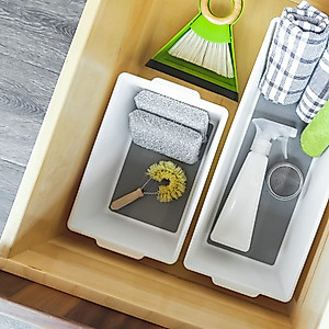 madesmart Antimicrobial Classic Small Deep Bin, Soft Grip, Non Slip Storage Organizer, Multi-Purpose Home Organization, EPA Certified, White, Pack of 6