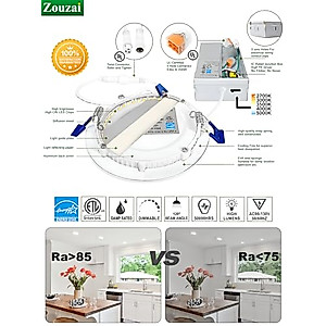 zouzai 24 Pack 4 Inch Ultra-Thin LED Recessed Ceiling Light with Junction Box 5CCT Adjustable Dimmable Can-Killer Downlight - ETL and Energy Star Certified (24 Pack 5CCT White, 4 Inch)