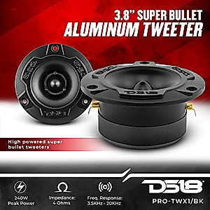 DS18 PRO-X6.4BMPK Mid and High Complete Package - Includes 2X Midrange Loudspeaker 6.5" and 2X Aluminum Super Bullet Tweeter 1" Built in Crossover - Door Speakers for Car or Truck Stereo Sound System