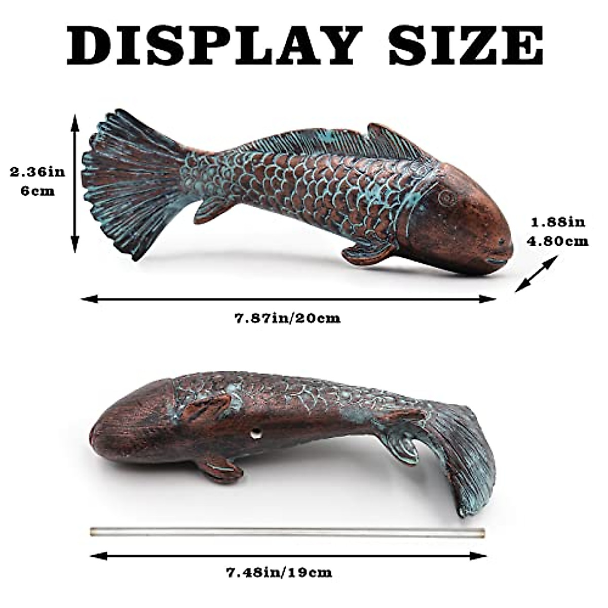 Koi Fish Decor, Luminous Outdoor Garden Fish Statues, Antique Koi Fish Sculptures, Resin Koi Fish Yard Art Decor, Fish Sculptures for Garden Pots Outdoor Patio Yard Lawn Pond Decoration