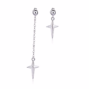 HZJCC Asymmetric Cross drop earring for women men White gold plated chain long earring geometry jewelry