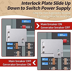 Generator Interlock-Kit for Eaton-Cutler-Hammer Panel - Fit 1-1/2" Space on Main &Branch EAT-CH Series 150 or 200amp Only Main Circuit TAN Breaker Box, Safety Manual Electric Lockout, UL Tested
