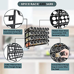 Spice Rack with 28 Spice Jars, Spice Rack Organizer for Cabinet, Spice Jars with Labels, Chalk Marker and Funnel, 4 Tier Spice Rack for Cabinet, Countertop, Pantry, Cupboard, Door or Wall Mount