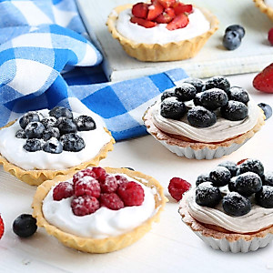 HQdeal 30 Packs Egg Tart Molds, Mini Aluminum Cake Muffin Moulds Tins Pans, Non-Stick Cupcake Cake Moulds, Pudding Moulds, Baking Cookie Moulds, Kitchen Resuable Baking Tools(Silver)