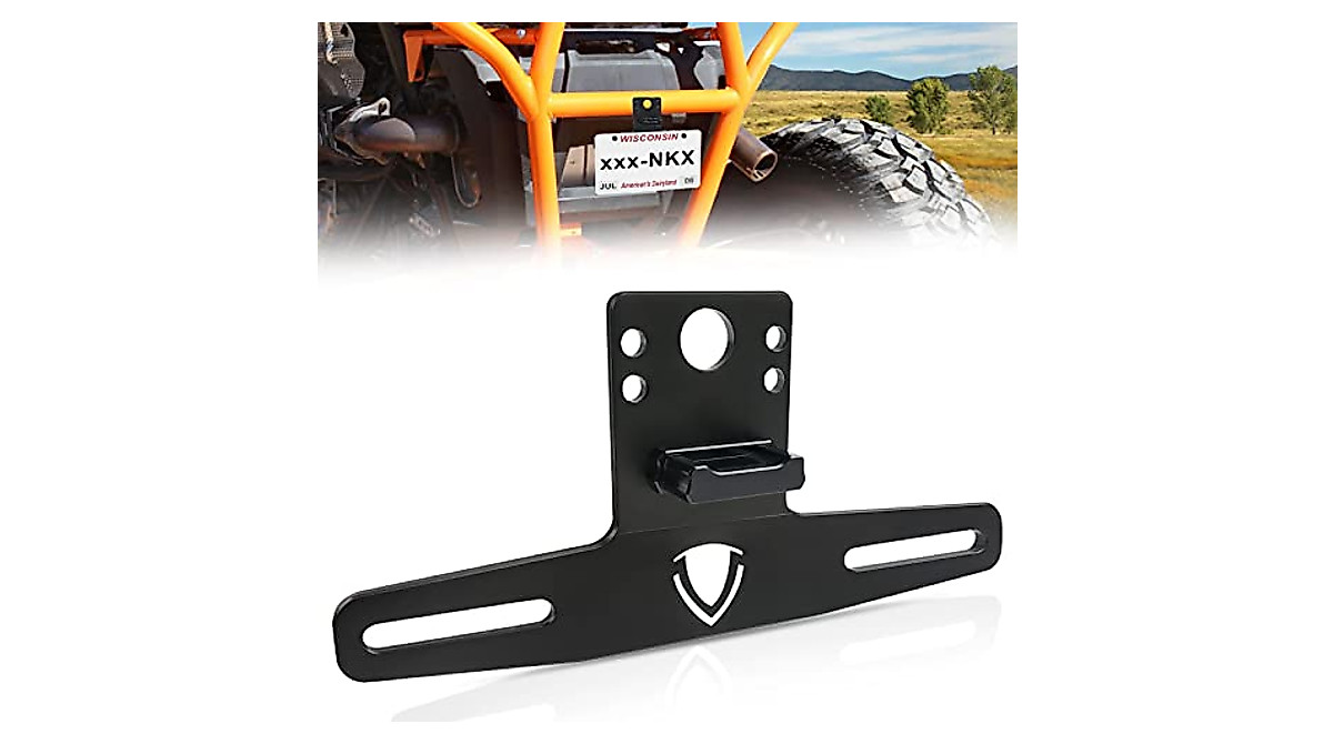 ATV UTV License Plate Holder with LED Light - StarknightMT Durable Frame