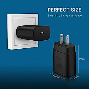 USB C Wall Charger 25W Fast Charger Block PD Power Adapter for iPhone 13/13 Mini/13 Pro/13 Pro Max/12/11, iPad Pro/Mini, Google Pixel 4/3, Samsung Galaxy S20 S10 and More (Black)