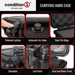 Condition 1 20" Large Hard Case Lockable Storage Box, Waterproof Tough Plastic Case Protective Luggage for Camera, Tactical Gear, Made in USA, 227, 19.75"x15.75"x7.5" Black