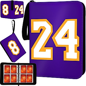 Basketball Card Binder 4 Pocket, 8#24 Sports Trading Card Holder with 50 Removable Sleeves Fits 400 Cards, Basketball Card Collection Album Storage Case Book Protectors for Kids Gift (Purple)