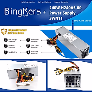 BINGKERS 240W H240AS-00 Power Supply Fit for Dell OptiPlex 390 790 960 990 3010 7010 9010 Small Form Factor SFF System Desktop Computer 3WN11, L240AS-01