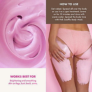 Pink Soufflé Body Mask With Niacinamide, Kaolin Clay, Dragon Fruit & Coconut Oil, Great for Dry Skin, Clarifies, Reduces Appearance of Pores, Helps Reduce Acne & Cellulite, Whipped Texture, 8 Oz