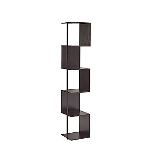 HOMES: Inside + Out Svenja Modern Style 60 in. Tall Corner Book Shelf Stand, 5 Tier Shelving Unit with Circular Metal Support, Living Room Bedroom Decor Aesthetic Wall Accessories, Espresso