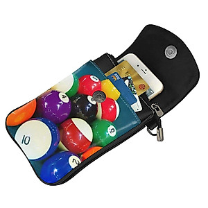 sprinbei Small Crossbody Bags Billiard Cell Phone Purse Woman Pu Leather Shoulder Bag Wallet Pouch Handbag, Black