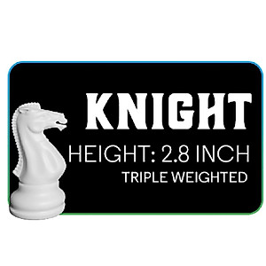Chess Geeks 3X Triple Weighted Chess Pieces Only - Modern Style - Heavy Weighted Pieces - 32 Pieces + 2 Extra Queens - Total Weight 2.5lb - King 4" Tall