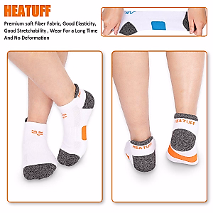 Heatuff Women's 6 Pairs Performance Athletic Ankle Socks Low Cut Cushioned Sock with Heel Tab