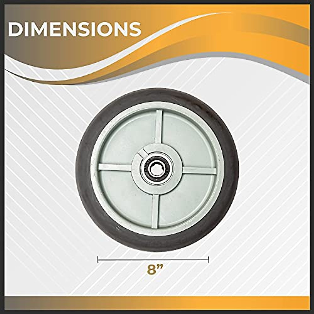 HaulPro Hand Truck Wheels -Set of 2- Flat-Free Dolly Wheels Replacement - Heavy Duty 8 x 2 inch Rubber Dolly Tires - 350 lb. Capacity - Semi-Precision Bearings - Ideal for Hand Truck, Utility Cart