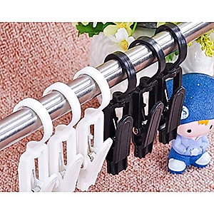 Super Strong Plastic Family Travel Rotating Hanging Laundry Hook, Clothespin, hat Clip-4.3 inches (White) 10PCS