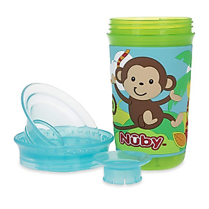Nuby 360 Degree Easy Sip 3D Grip Wonder Cup with Printed Silicone Sleeve, 10 Oz, Monkey
