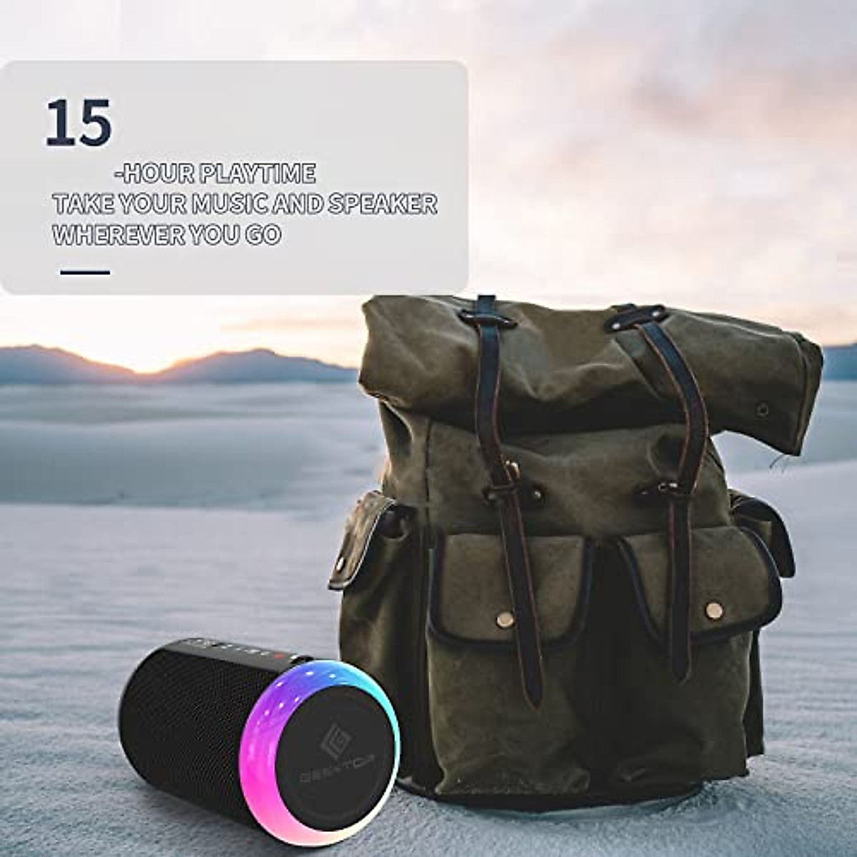 Portable Bluetooth Speakers Wireless Waterproof IPX7,Bluetooth Speakers with Lights,Speakers Bluetooth Wireless Loud with Bass,DSP TWS Pairing for 48W Stereo Bluetooth 5.1 Speaker Powerful Bass