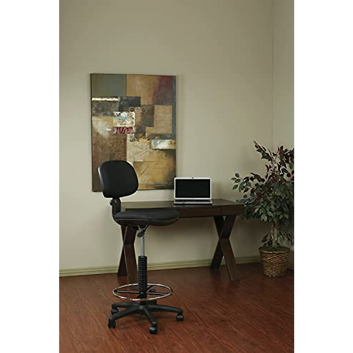 Office Star DC Series Adjustable Drafting Chair with Foot Ring and Sculptured Foam Seat, Icon Black Fabric