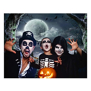 SJOLOON Halloween Backdrop for Photography Horror Night Background Scary Pumpkin Moon Backdrop for Party Decoration Supplies Studio Props 11897 (8x6FT)